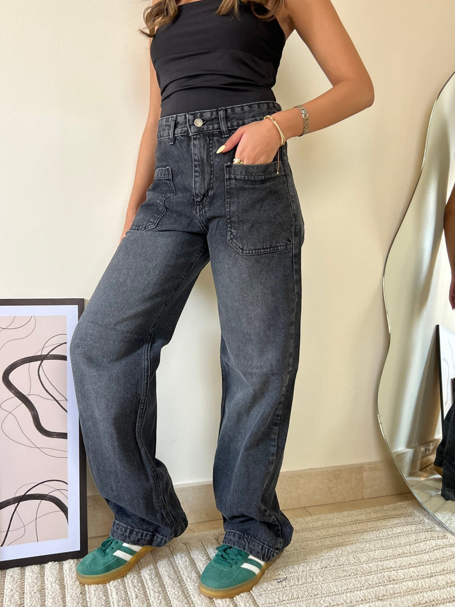 Grey Front Square Pockets Jeans – Mii